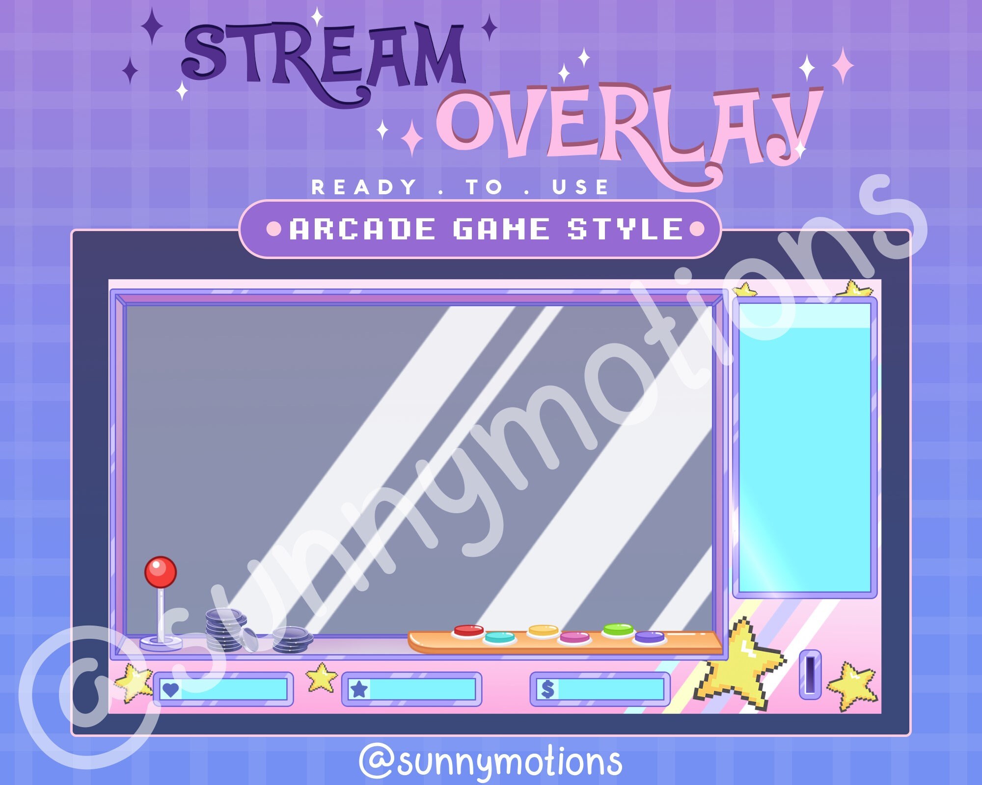 3x Animated Twitch Cute Pink Arcade Crane Machine Overlay Stream Screen ...