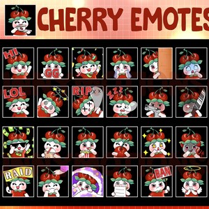 35 Cute Chibi Kawaii Red Cherry Twitch Discord Mixer Youtube Emotes ...