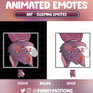 Animated Cute Bat Sleeping Twitch, Discord Emotes, Kawaii Pastel ...