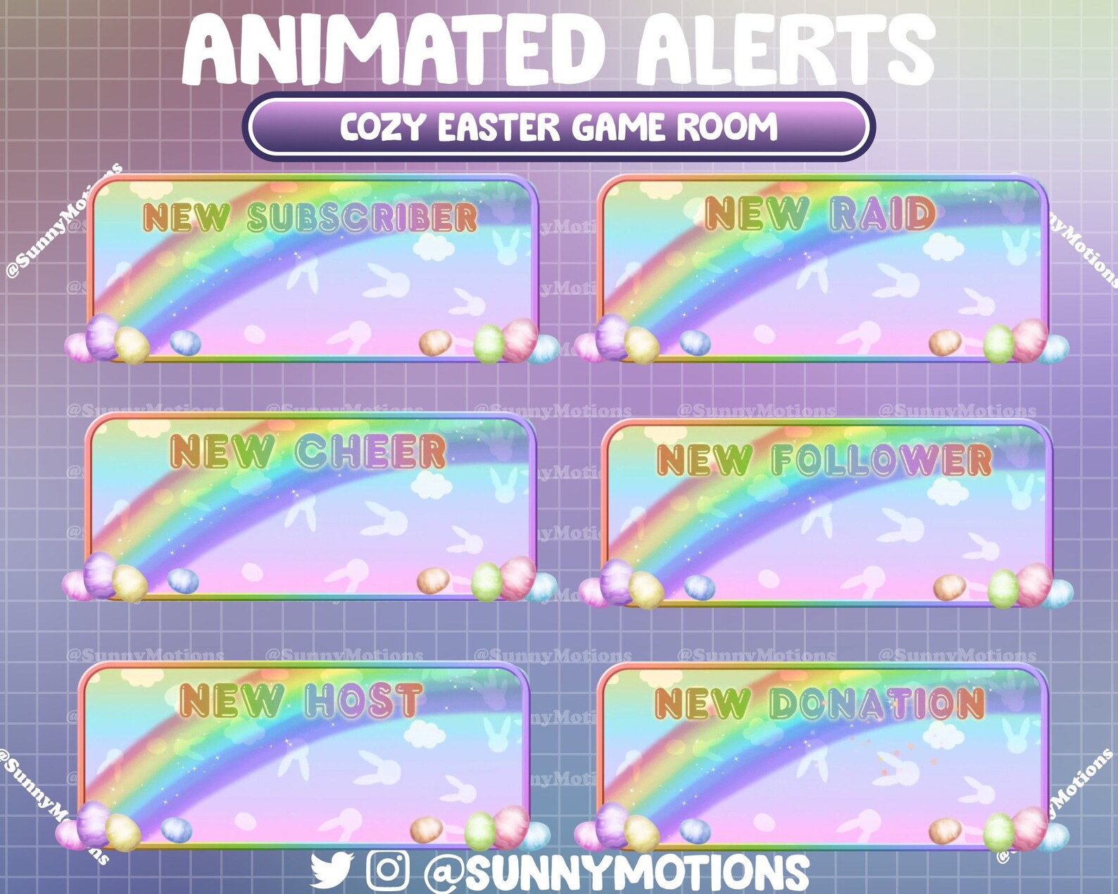 ANIMATED Stream Package: Pink Blue Easter's Day Game Room Set up Twitch ...