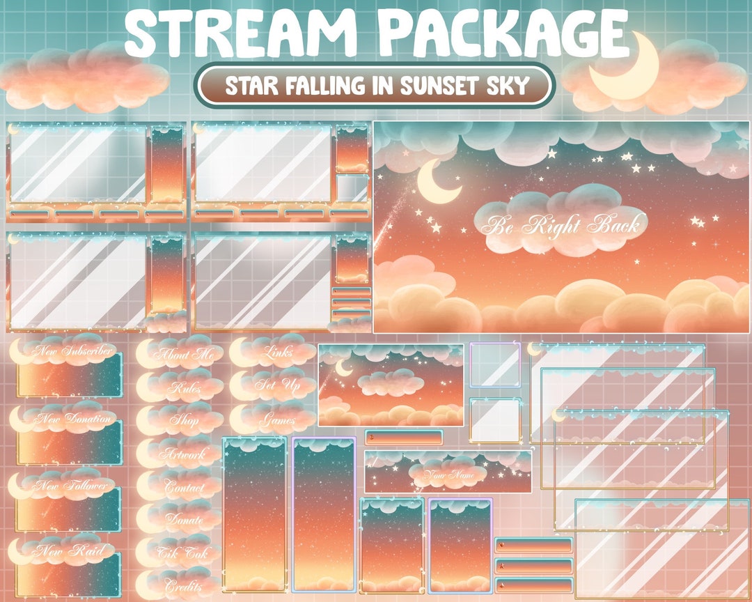 ANIMATED Twitch Overlay Stream Package / Cozy Magical Sunset Autumn Sky ...