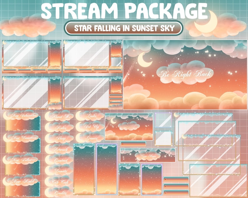 ANIMATED Twitch Overlay Stream Package / Cozy Magical Sunset Autumn Sky ...