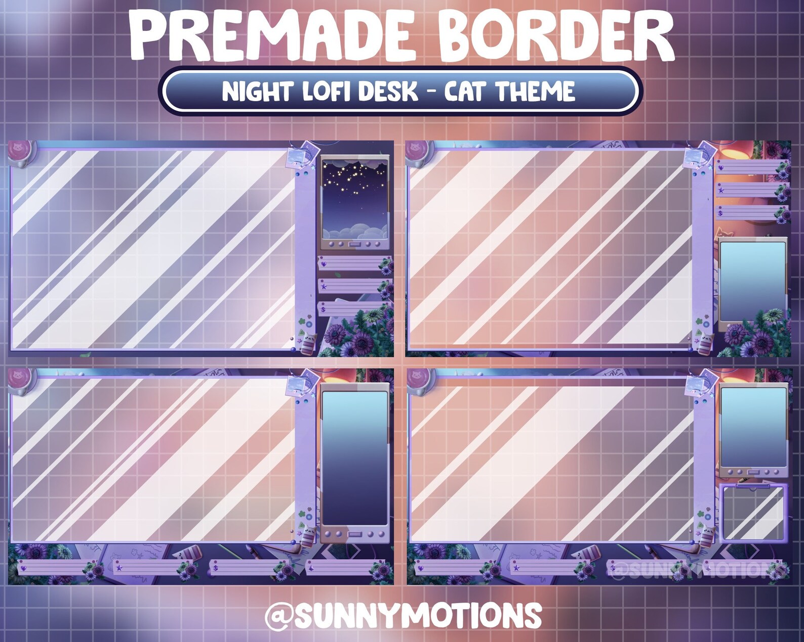 Animated Twitch Stream Package Overlay / Retro Lofi Desk Night - Etsy