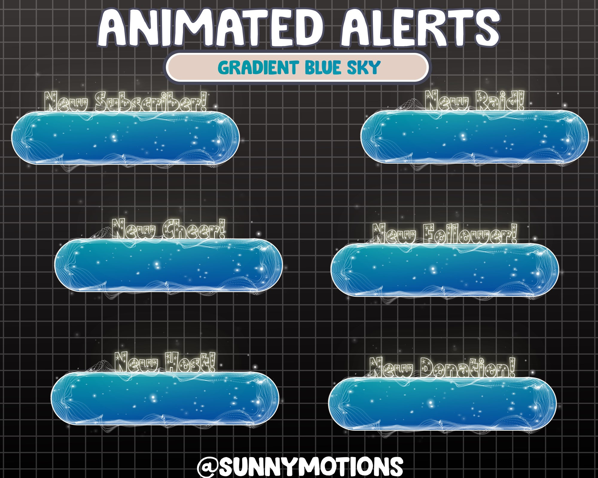 6x Animated Stars Falling in Gradient Blue Sky Twitch Alerts Overlay ...