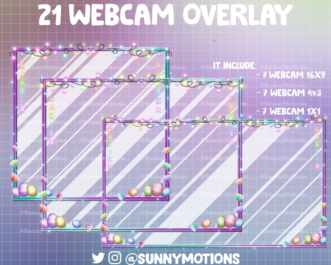 21 Animated Easter's Day Webcam Overlay, Pink Blue Chick Eggs Light ...