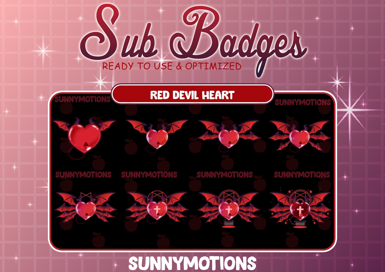 8x Monster Hearts Twitch Sub Bit Badges / Scary Devil Wings / Red Blood ...