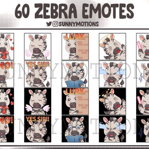 Cute Grévy's Zebra Twitch Emotes Discord, Streamer, Kawai African ...