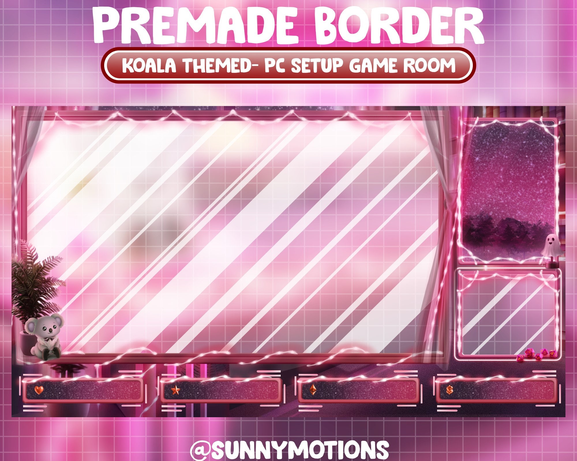 ANIMATED Twitch Overlay Stream Package / Lo-fi Red Aesthetic Night PC ...
