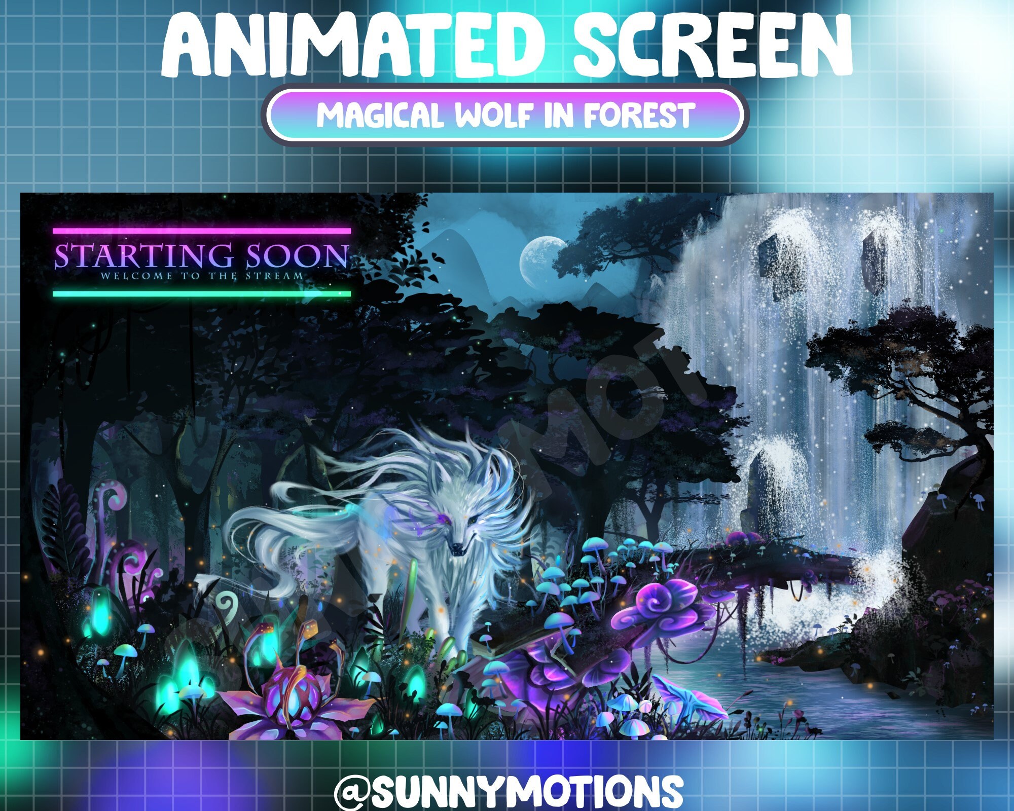 FULL ANIMATED Twitch Stream Package / Wolf in Glowing Spirit Forest ...