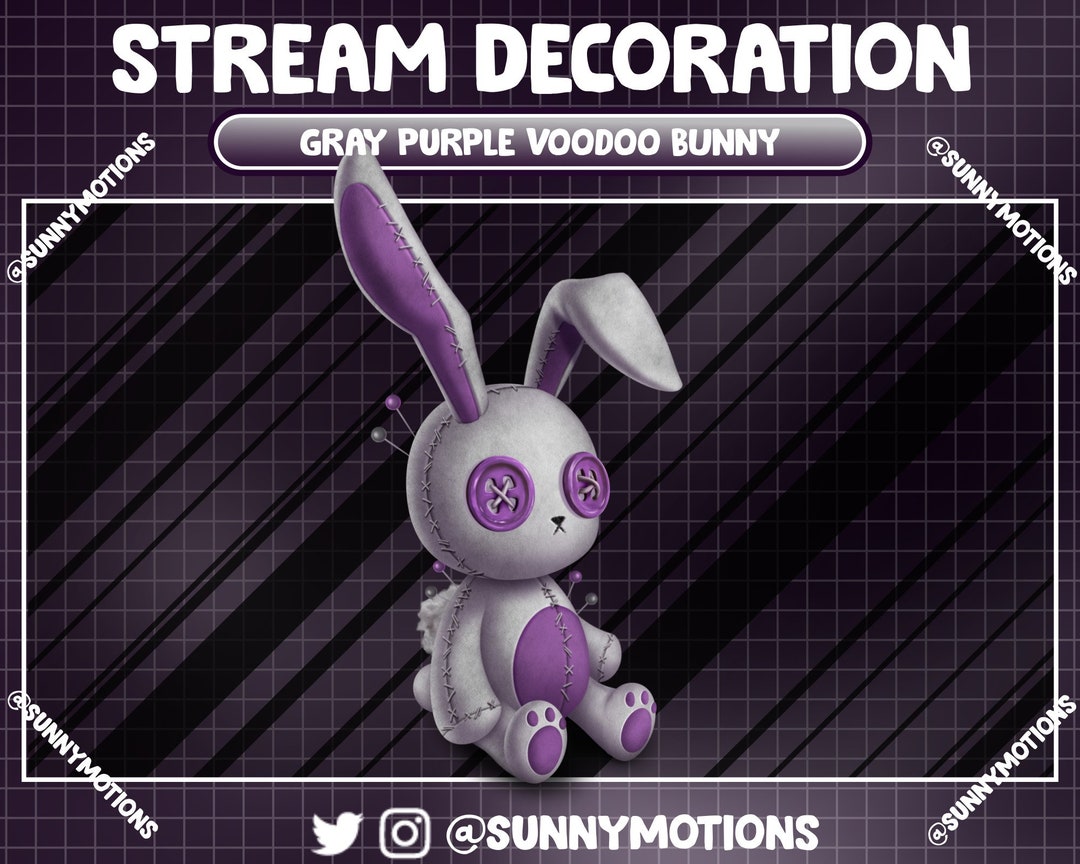 Animated Stream Decoration Animal Soft Plushy Toy: Gray Purple Voodoo ...