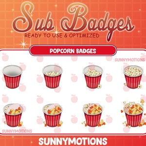 8 Caramel, Vani Popcorn Twitch Sub Badges / Kawaii Cute Cinema, Movie's ...