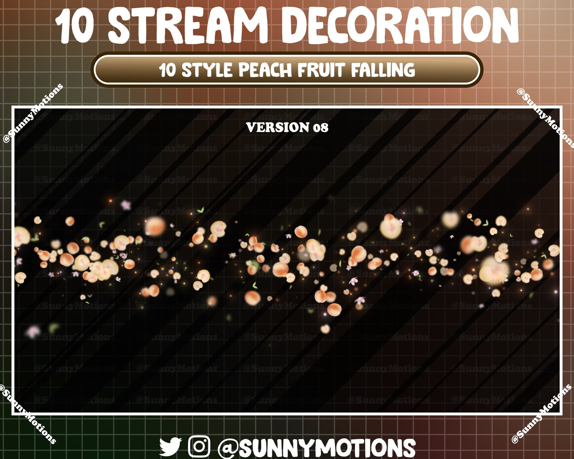 Glow Garden Peach Fruit Falling Animated Stream Decoration, Sweet ...