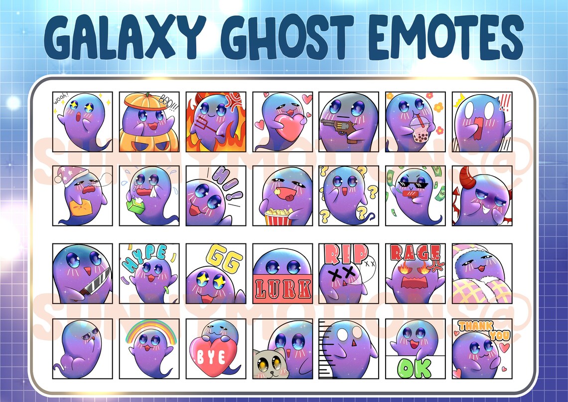 28x Twitch Halloween Galaxy Ghost Emotes Pack / Stream Boo Boo - Etsy