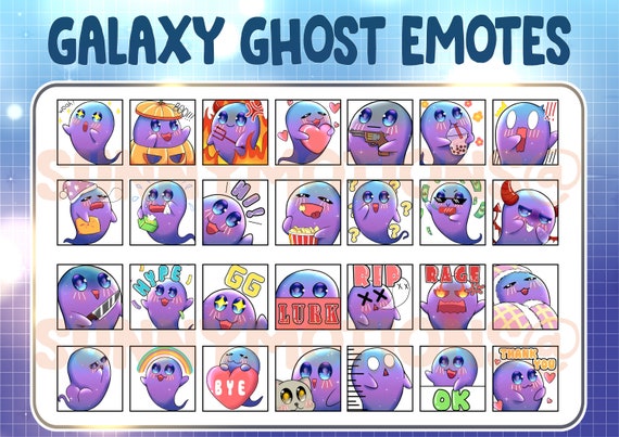 28x Twitch Halloween Galaxy Ghost Emotes Pack / Stream Boo Boo - Etsy