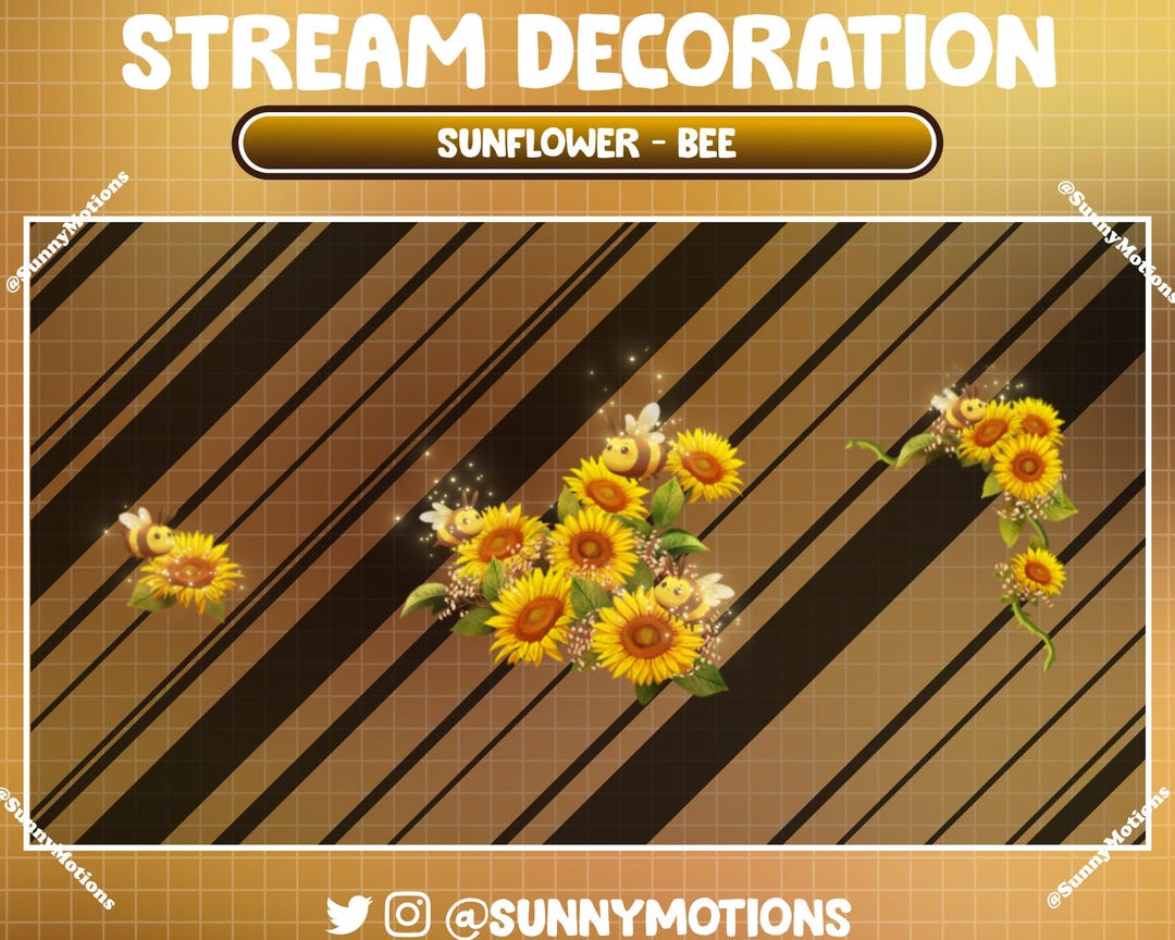 3 Animated Stream Decoration: Cute Bee Flying Around Sunflower Twitch ...