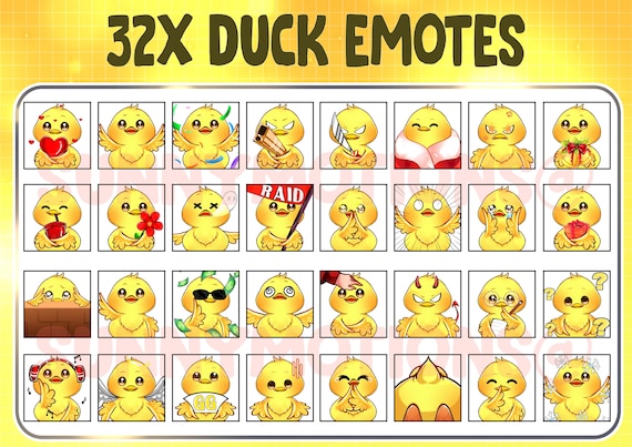 32 Cute Kawaii Duck Twitch Discord Emotes / Kawai Animal Emoji - Etsy UK