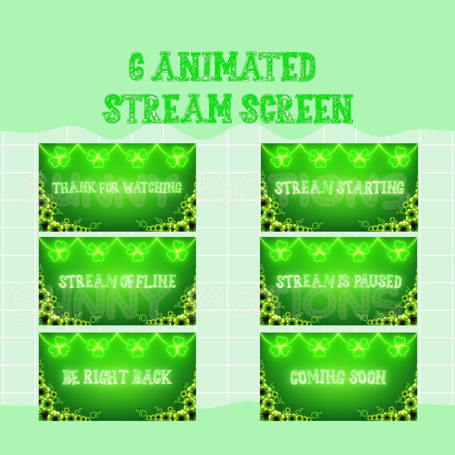 ANIMATED Twitch Full Stream Package, St. Patrick's Day , Clover Leaves ...