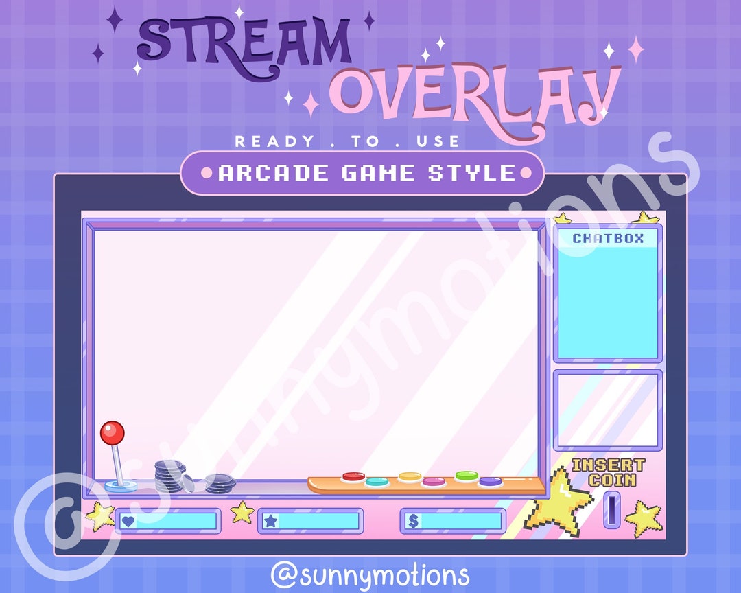 3x Animated Twitch Cute Pink Arcade Crane Machine Overlay Stream Screen ...