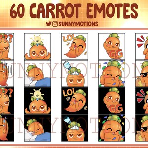 60 Cute Carrot Twitch Emotes, Discord Streamer, Kawai Yummy Root ...