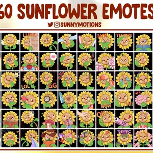 60 Cute Yellow Sunflower Twitch Emotes, Discord, Streamer, Kawai Sunny ...