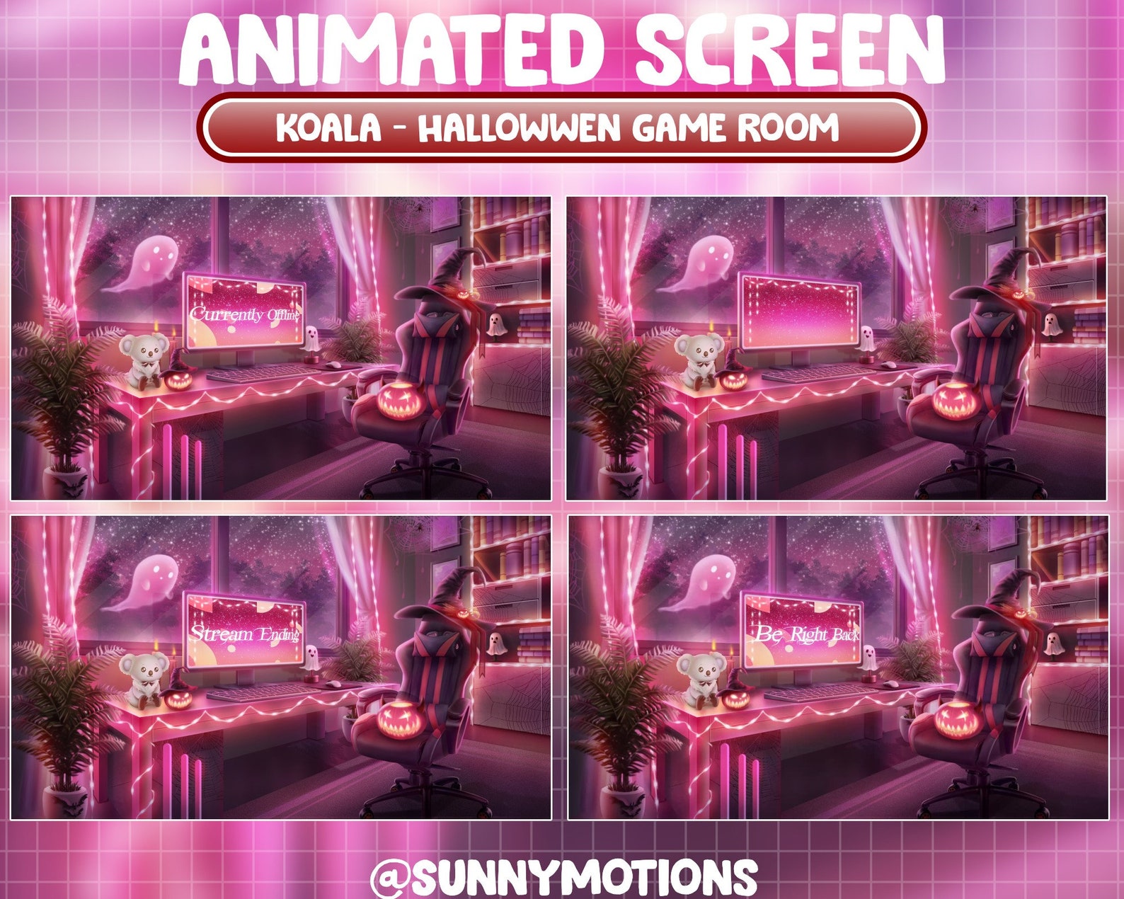 ANIMATED Koala Twitch Overlay Stream Package / Lo-fi Red Aesthetic ...