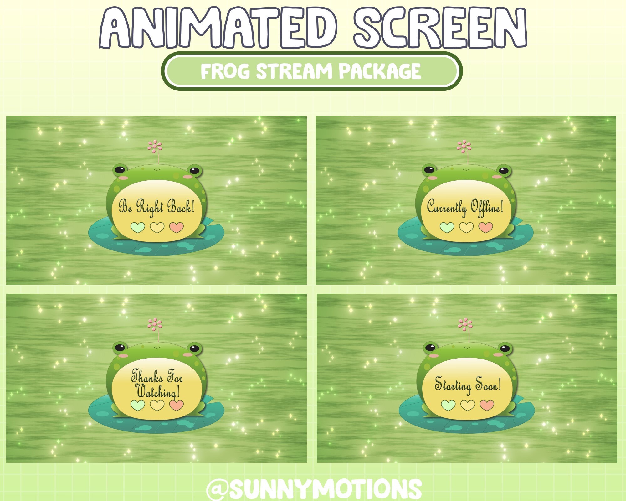 FULL ANIMATED Cute Froggy Twitch Stream Package / Green Frog | Etsy