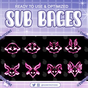8 Pink Neon Glow Goat Head Sub Badges, Cyberpunk Baphomet, Scary Goat ...