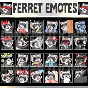 36 Cute Kawaii Ferret Twitch Discord Emotes / Animal Emoji / Subscriber ...