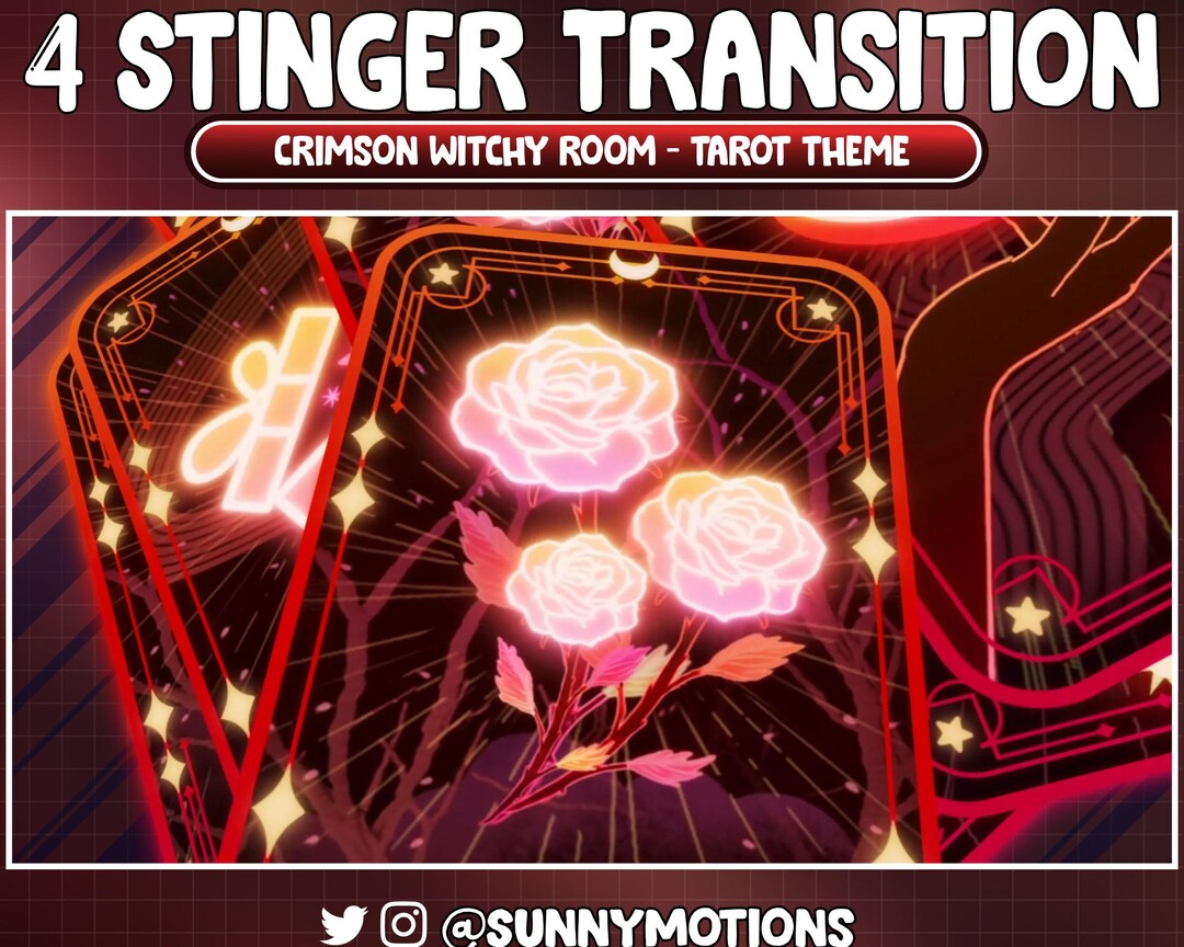 Animated Red Crimson Tarot Card Stream Stinger Transition Horror Celestial Witchy House ...