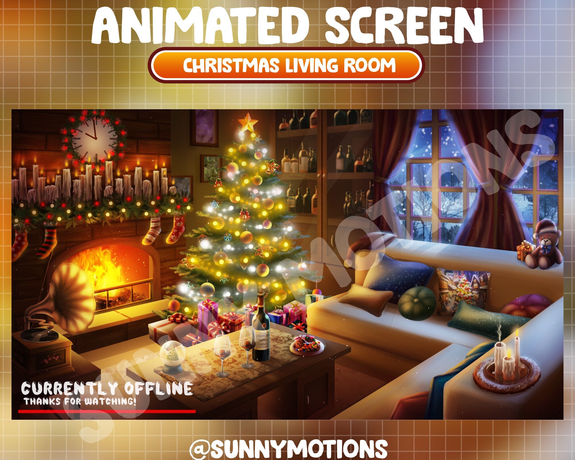 ANIMATED Twitch Stream Screen Overlay / Christmas Night at the Town ...