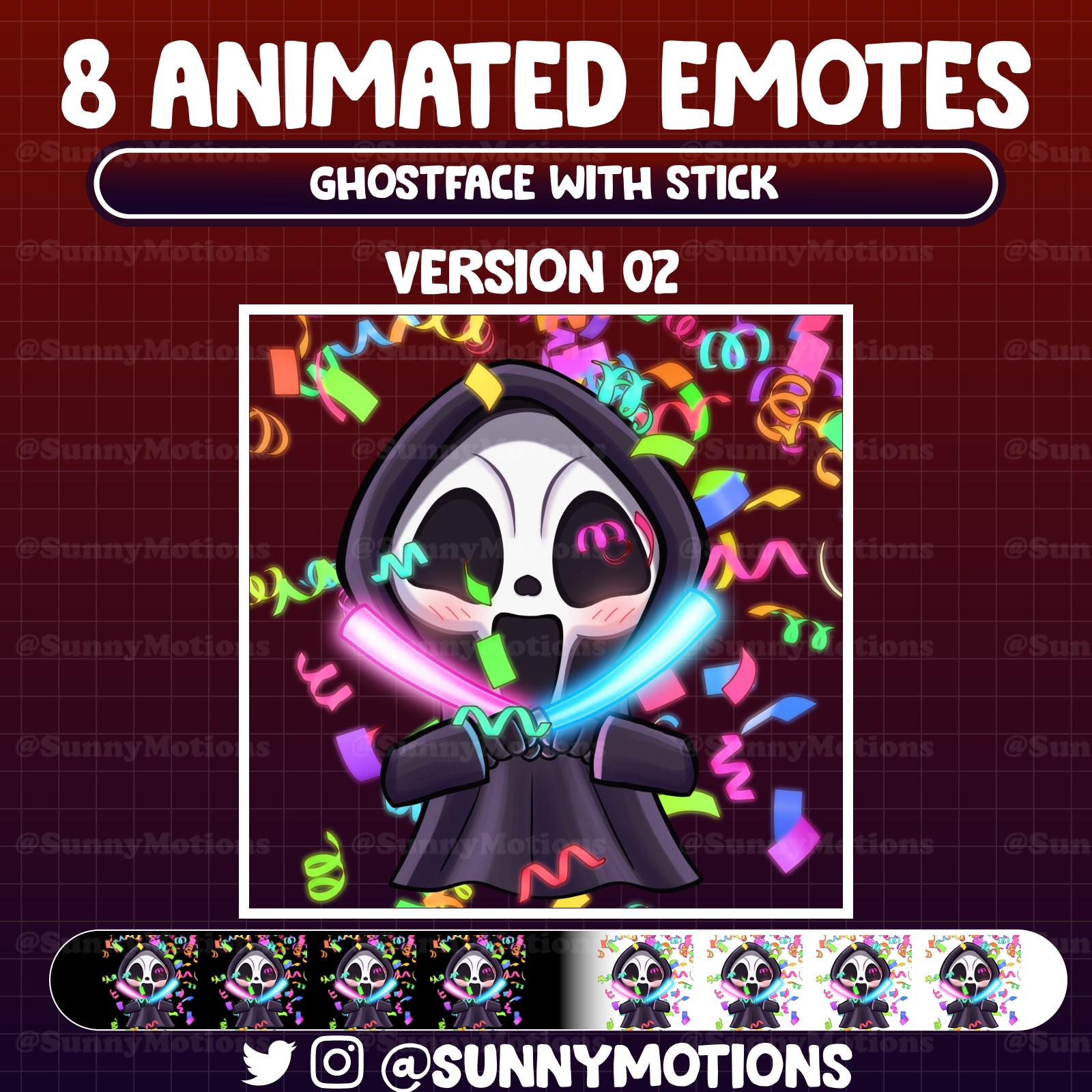 Animated Twitch Emotes: Scary Ghostie Face Light Stick, Kawaii ...