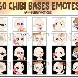 60x Cute Chibi DIY Cute Bases Emote Twitch Emotes, Subscriber Loyalty ...