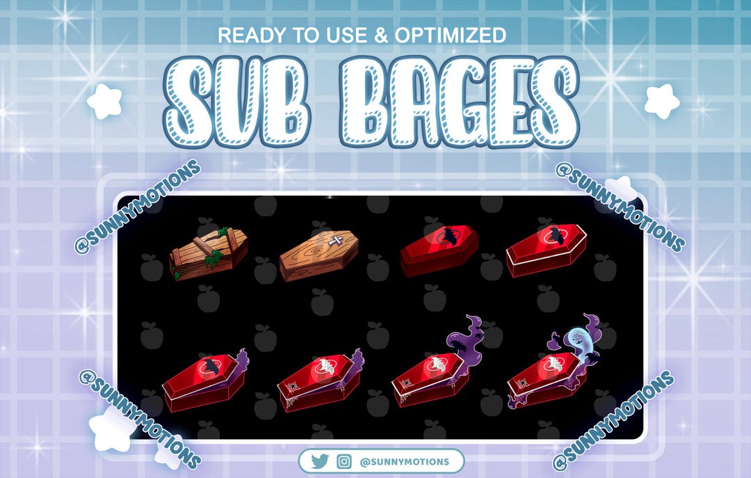8 Red Vampire Coffin Twitch Sub Badges, Ghost Dracula Stream Overlay ...