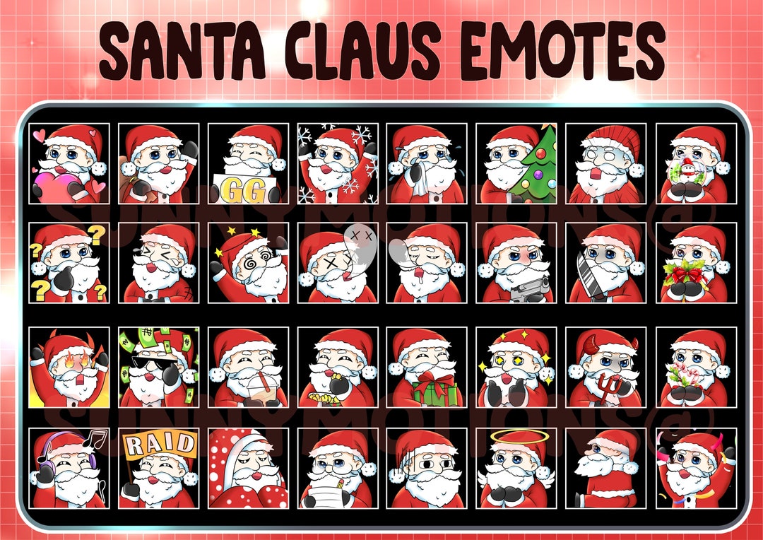 32 Cute Kawaii Santa Clause Twitch Discord Emotes / Winter Xmas Emoji ...