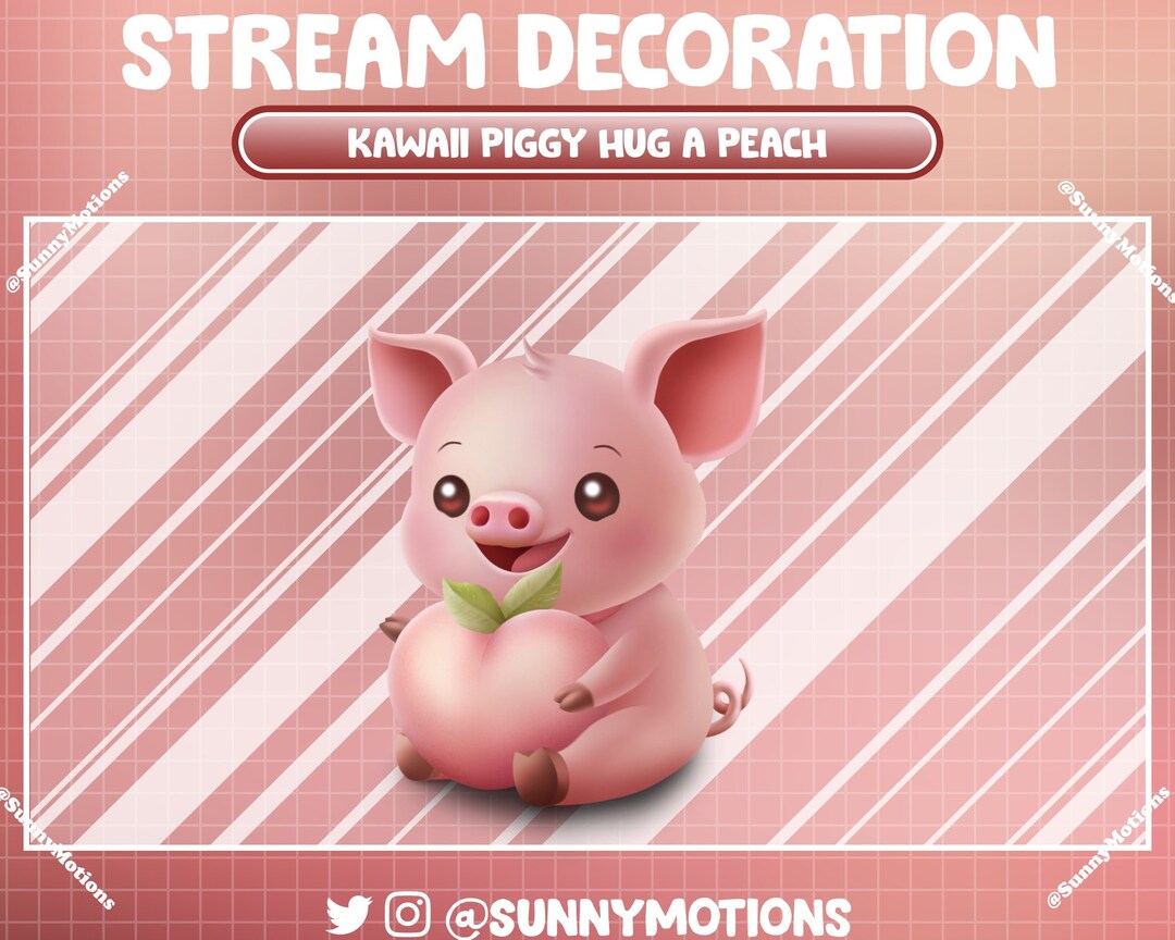 Animated Stream Decoration Animal Soft Plushy Toy: Aesthetic Piggy Hug ...
