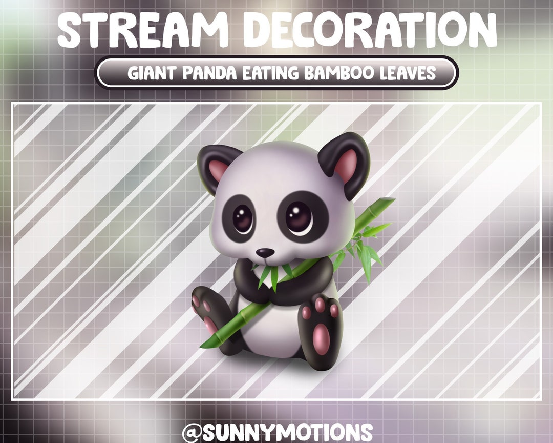 Animated Stream Decoration: Cute Giant Panda Eating Bamboo Leaves ...
