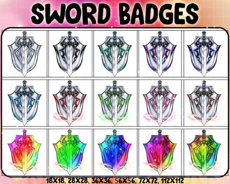Sword Twitch Sub Bit Badges / Kawaii Cute Subscribers Cheer - Etsy