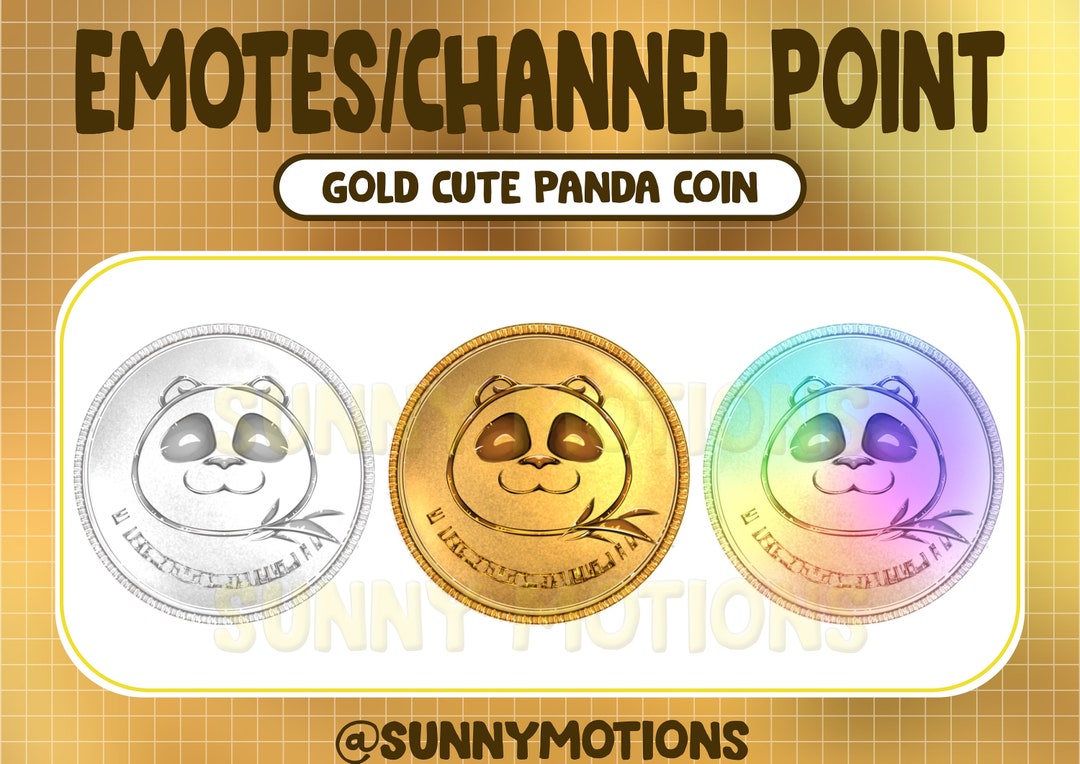 Gold Cute Panda Coin Twitch Emotes / Cool Channel Points / Kawaii ...