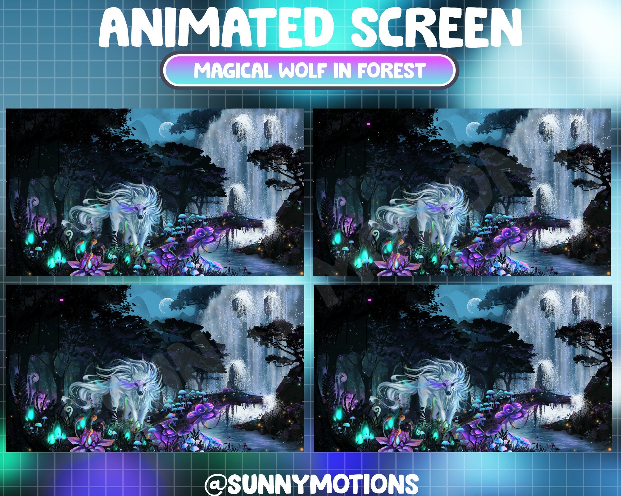 FULL ANIMATED Twitch Stream Package / Wolf in Glowing Spirit Forest ...