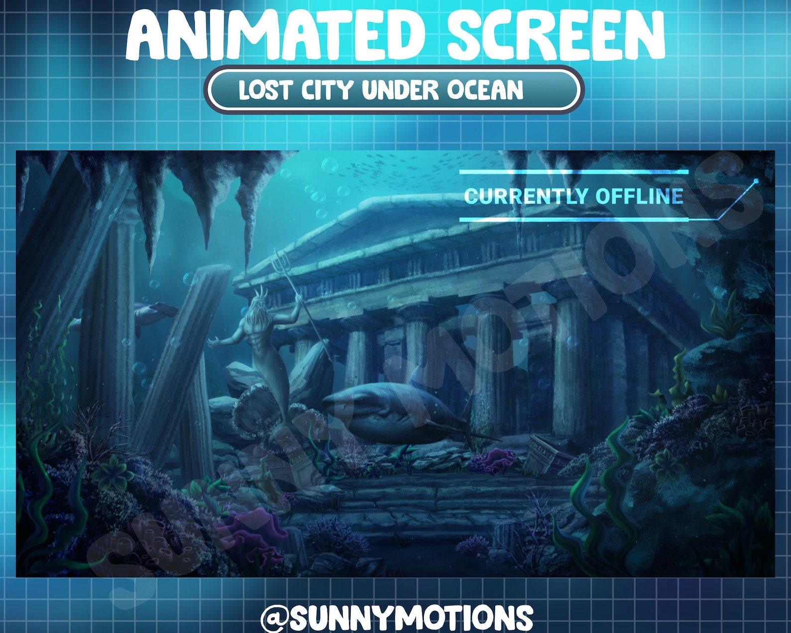 FULL ANIMATED Twitch Stream Package / Temple Under Ocean - Etsy