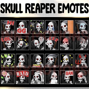 34x Twitch Halloween Skull Reaper Emotes Pack / Stream Skull Halloween ...