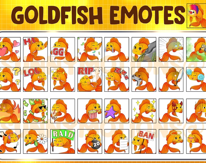 Kawaii Goldfish Chibi Fish Emotes for Streaming - Twitch, Discord ...