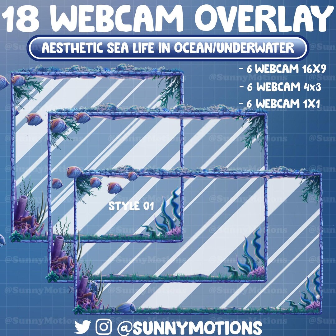 Animated Lo-fi Aesthetic Sea Life Ocean, Underwater Webcam Overlay ...