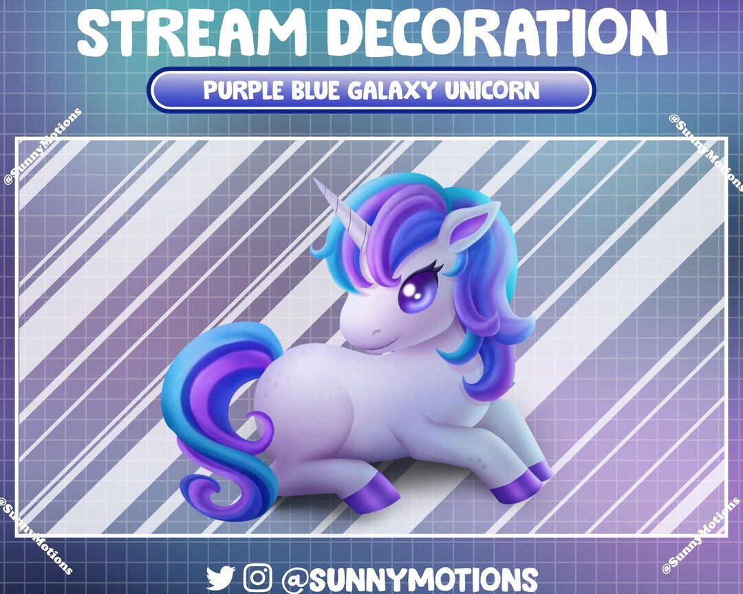 Animated Stream Decoration: Cute Aesthetic Galaxy Blue Purple Horn ...