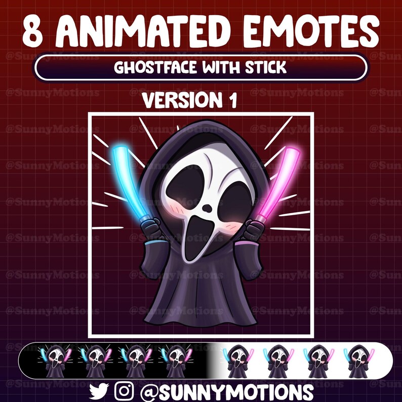 Animated Twitch Emotes: Scary Ghostie Face Light Stick, Kawaii ...