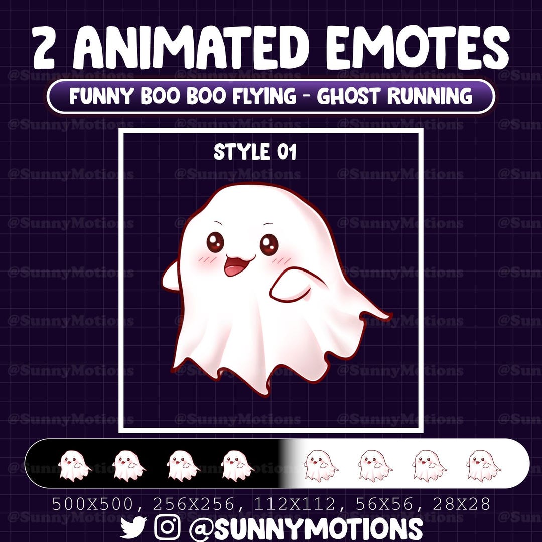 Animated Twitch Emotes: Cute Funny Ghost Flying, Kawaii Chibi Spooky ...