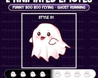Animated Twitch Emotes: Cute Funny Ghost Flying, Kawaii Chibi Spooky ...