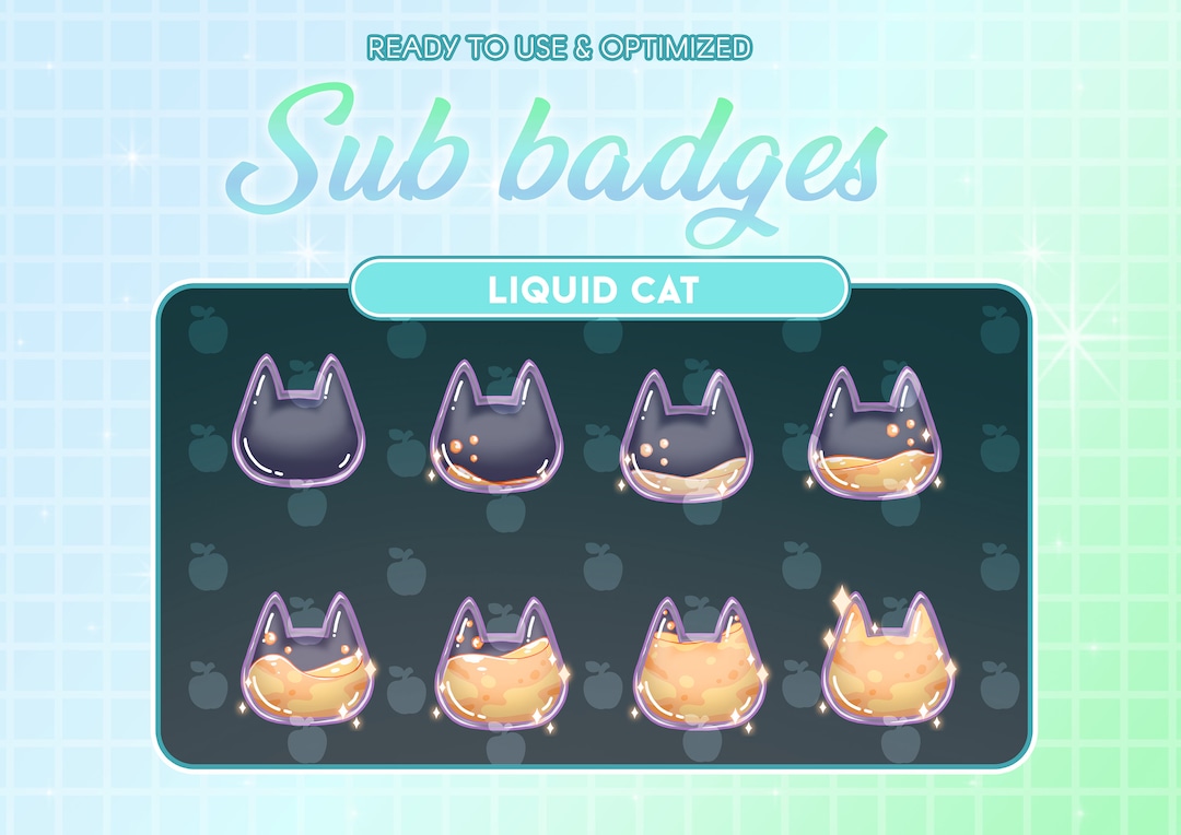 Orange Liquid Cat Bottle Twitch Sub Bit Badges / Kawaii Magic Star ...