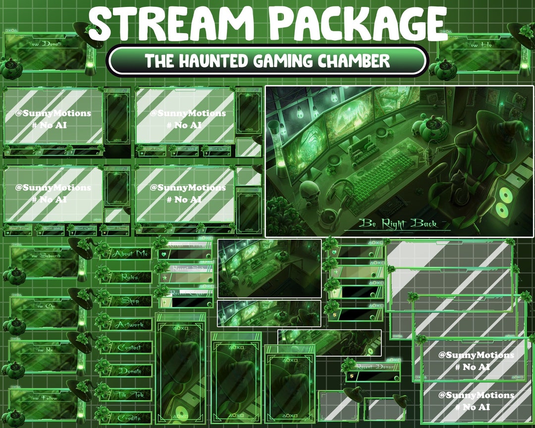 ANIMATED Stream Package: Green Haunted Gaming Room Console Set Up ...