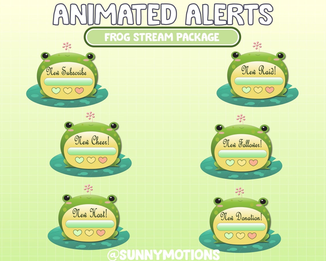 FULL ANIMATED Love Cute Green Froggy in Lotus Lake Stream | Etsy